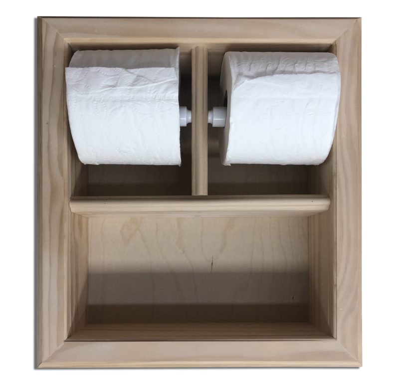 Highlands Solid Wood Double Toilet Paper Holder with Shelf
